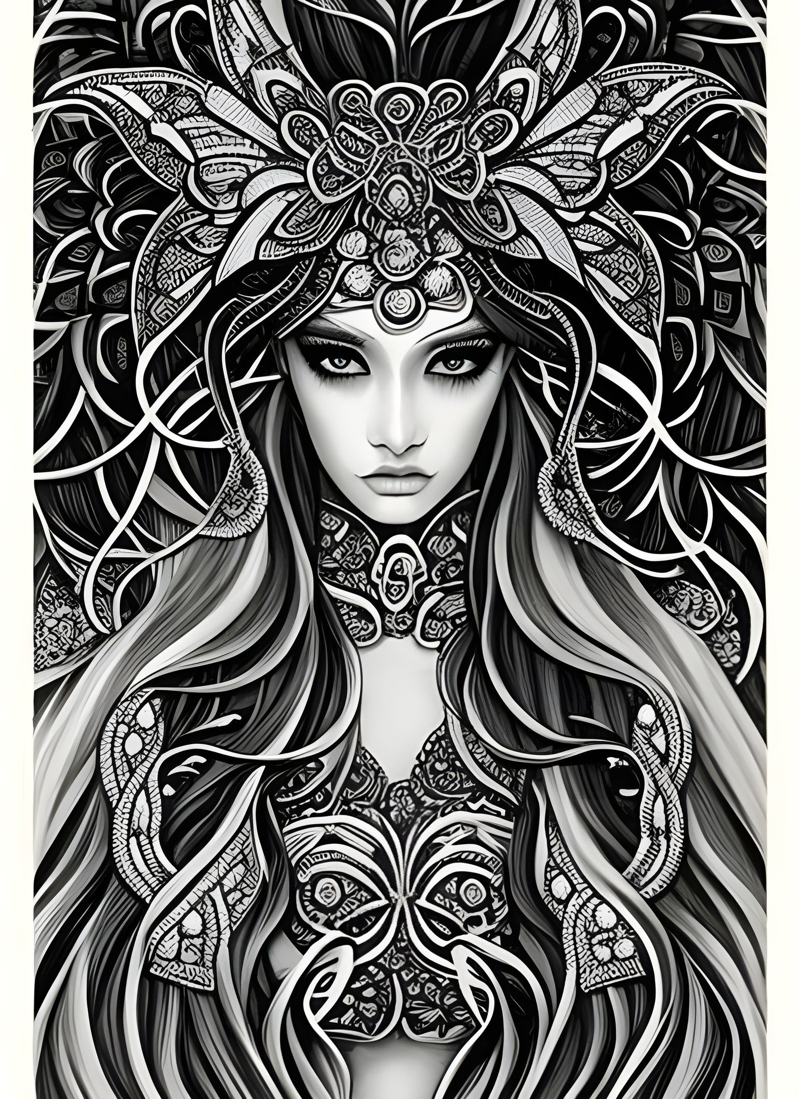 Medium Level Coloring Page- Wiccan/ soft grayscale - AI Generated ...
