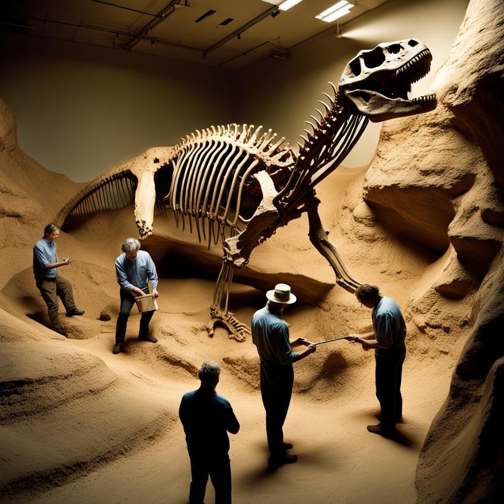 Paleontologists Discovering a Full Fossil of a Dinosaur #2 - AI ...