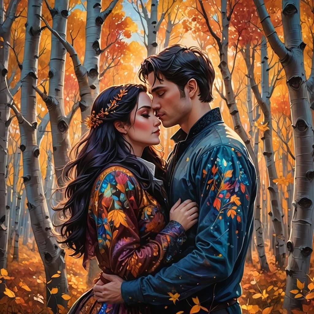 a charming dark-haired male spectral and a dark-haired female spectral ...