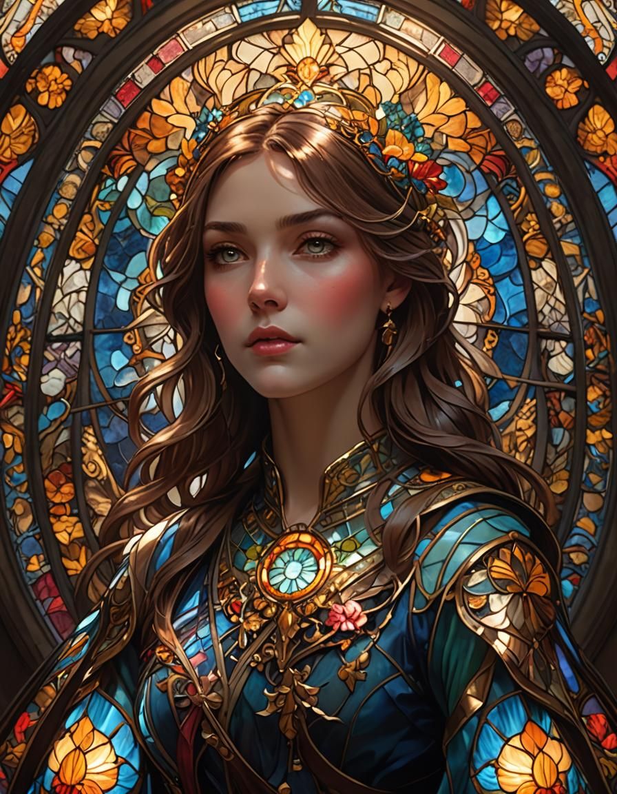 Stained Glass Portrait - AI Generated Artwork - NightCafe Creator