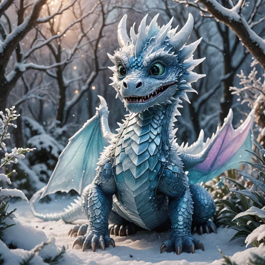 Stunning Baby Ice Dragon - AI Generated Artwork - NightCafe Creator