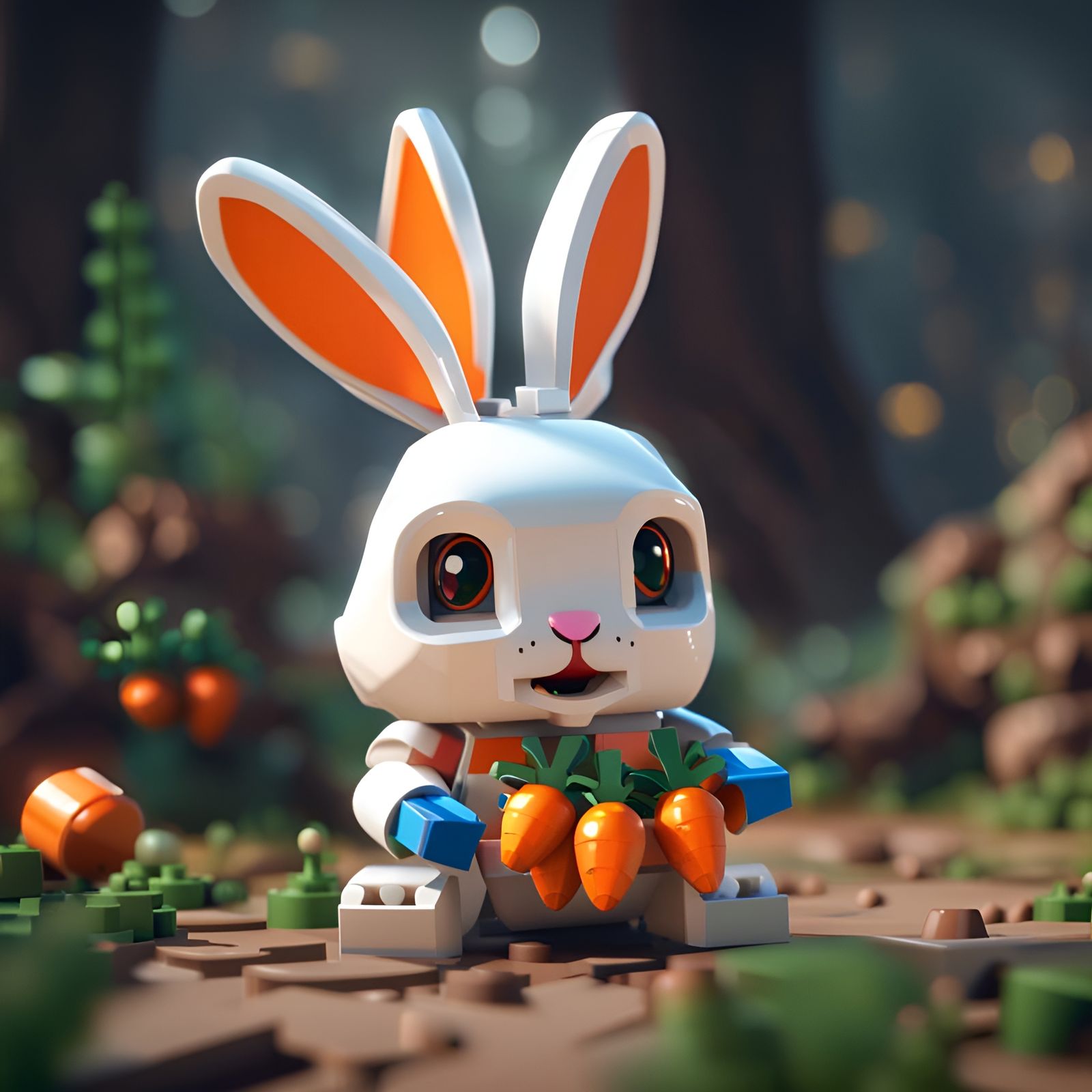 Cute bunny robot, eating carrots lego - AI Generated Artwork ...