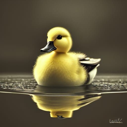 Cute duckling sitting in water, Highly detailed, surrealism, trending ...