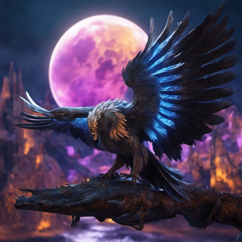 This raptor uses moon light to recharge - AI Generated Artwork ...