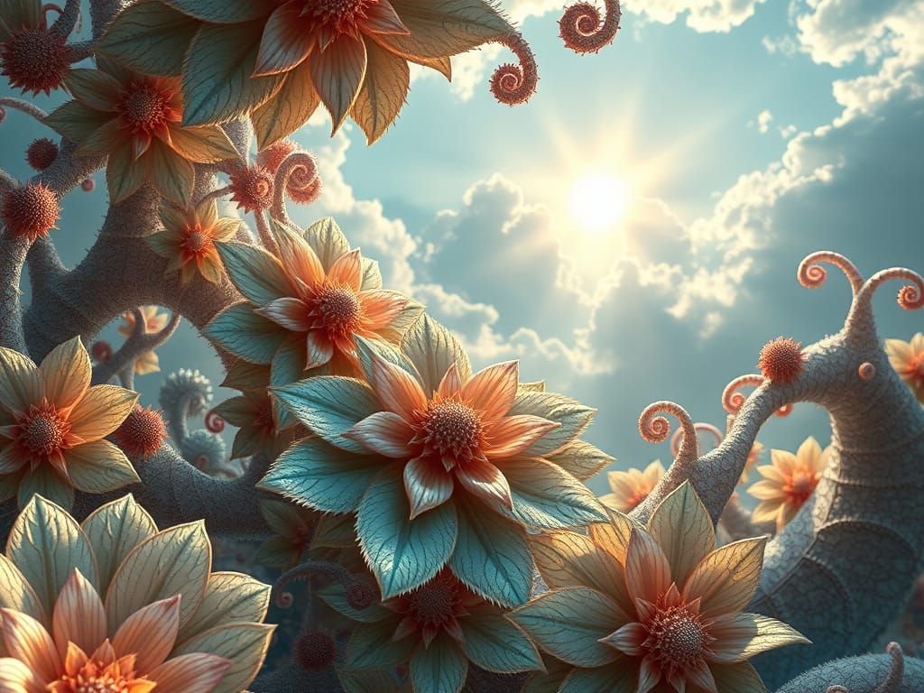 Psychedelic Floral Fractals in Baroque Style - AI Art