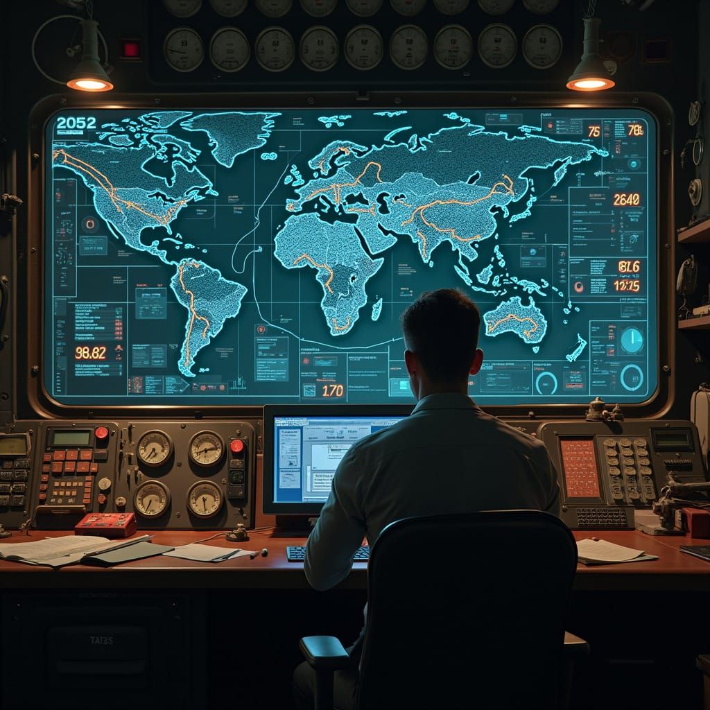 Railroad Switchboard Dashboard in Futuristic Contr... - AI Art