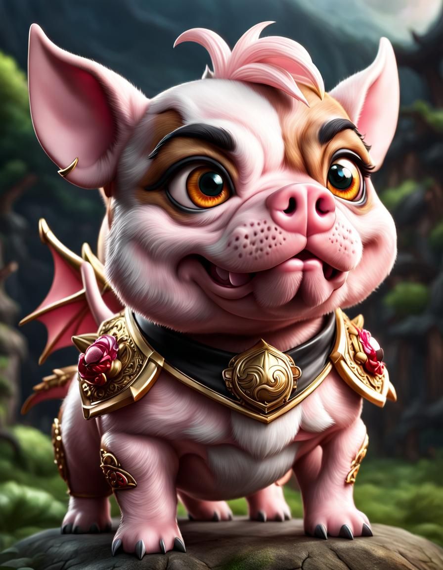 Pig Bulldog Dragon Hybrid - AI Generated Artwork - NightCafe Creator
