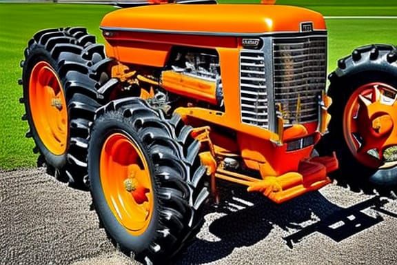 Real Tractor Orange Car with Super Large Knobby Tires off of a Big ...