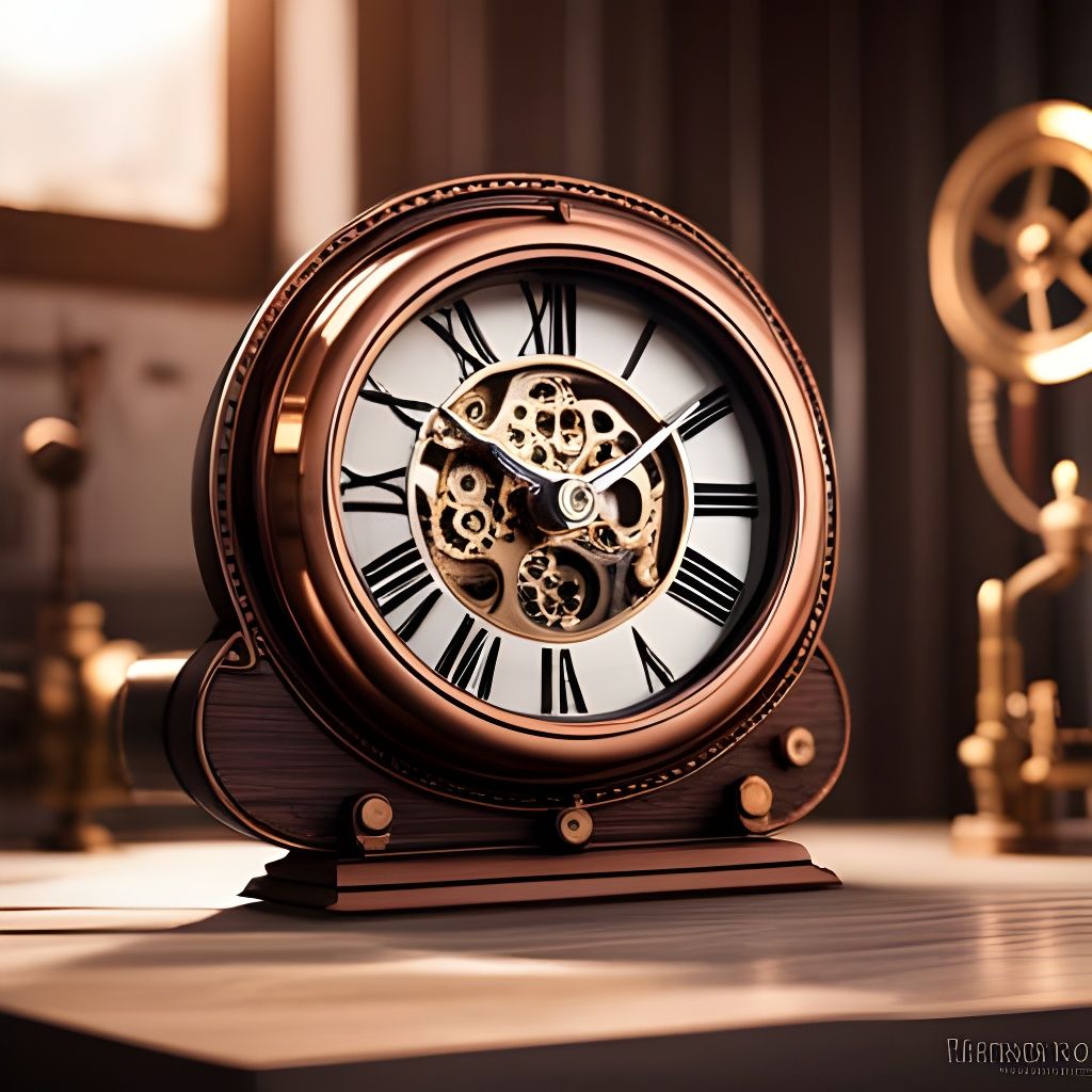 Steampunk desk clock - AI Generated Artwork - NightCafe Creator