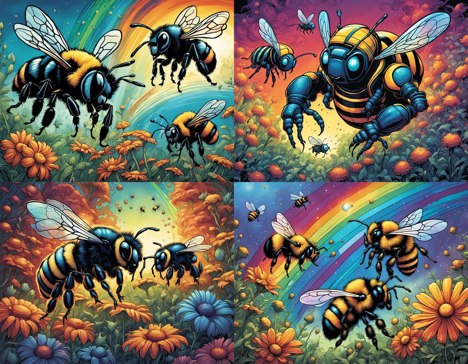 rainbow bumble bees - AI Generated Artwork - NightCafe Creator