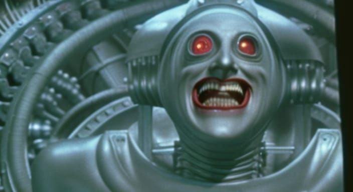 In Fritz Lang's Metropolis, Rotwang, the mad scientist, laughs ...