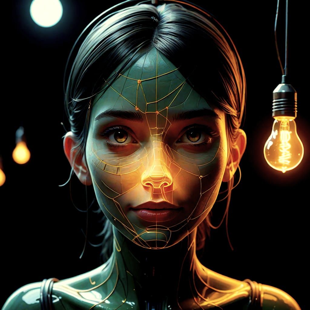 Glowing Eureka Moment with Woven Textile Pattern - AI Art