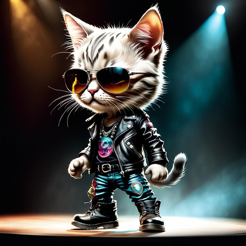 Punk Rock Stage Cat - AI Generated Artwork - NightCafe Creator