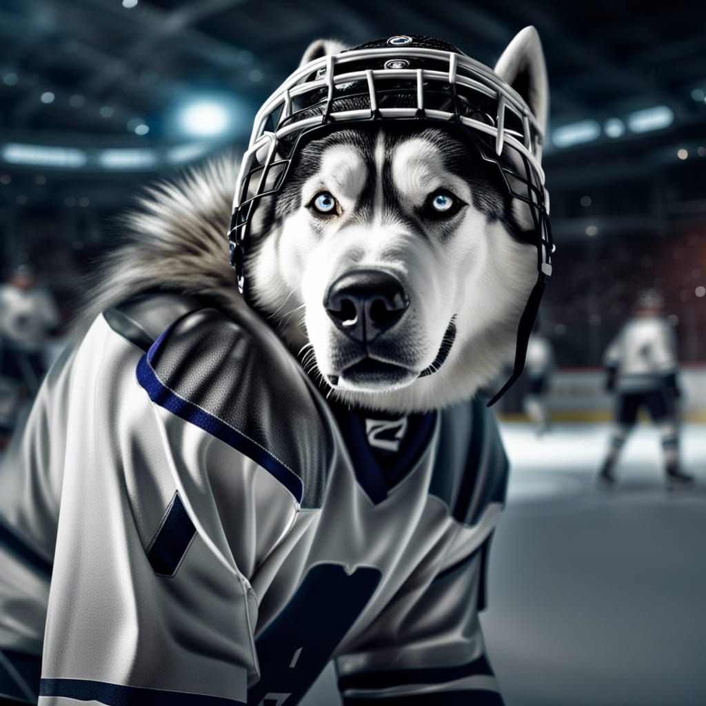 The ice hockey husky - AI Generated Artwork - NightCafe Creator