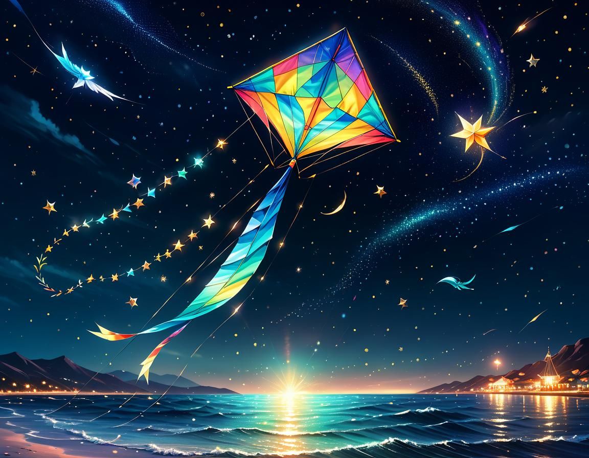 Sparkling Kite, Starry Night - AI Generated Artwork - NightCafe Creator