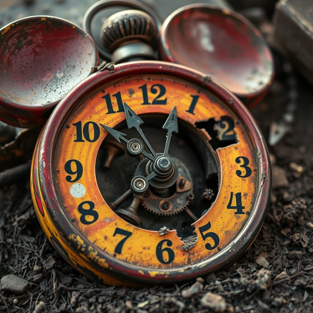 Stunning Hyper-Detailed Broken Mickey Mouse Clock ... - AI Art