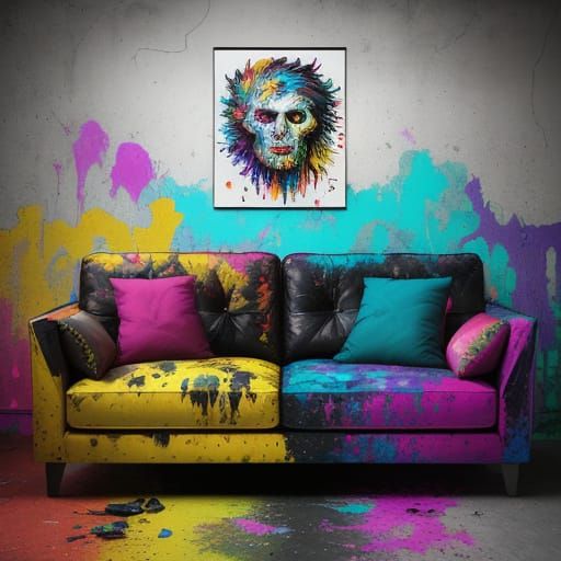 Futuristic Fork Devours Popcorn in Vibrant Street ... - AI Art