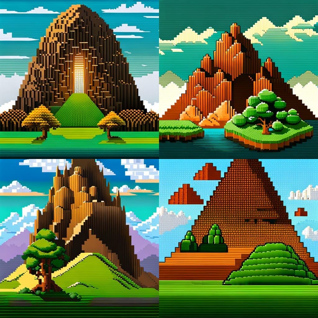 Pixel Mountain. - AI Generated Artwork - NightCafe Creator