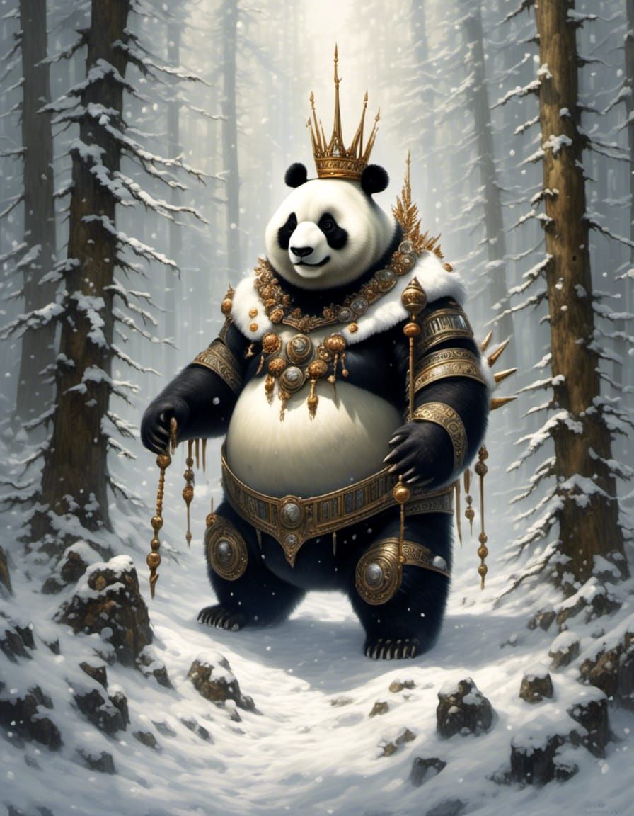 "The Magical Giant Panda King in the snow" - AI Generated Artwork ...