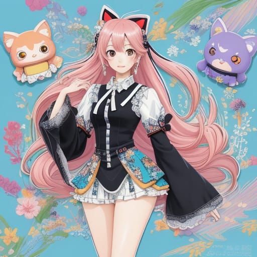 Kawaii, chibi, Studio Sanrio. Maximalist, digital Illustration anime ...