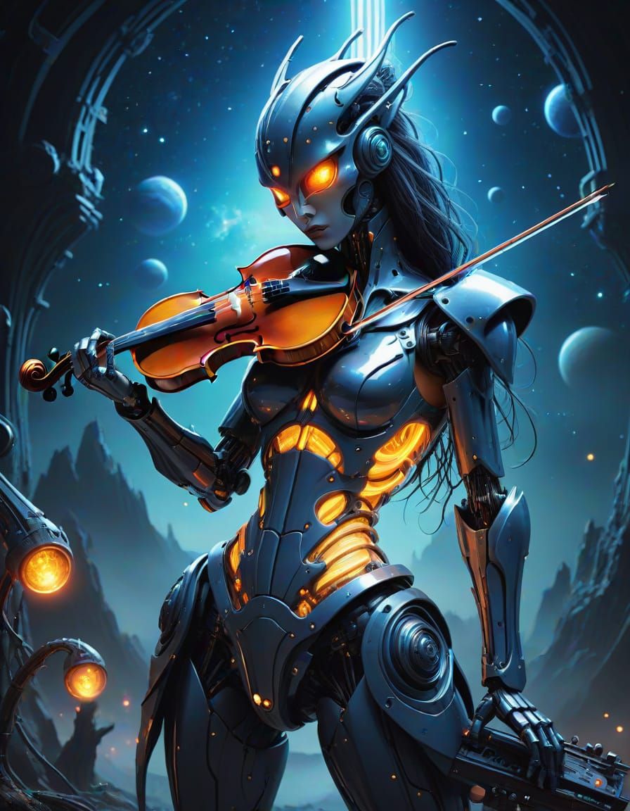 whimsical futuristic mecha-robot - Whimsical Cyberpunk Mecha...