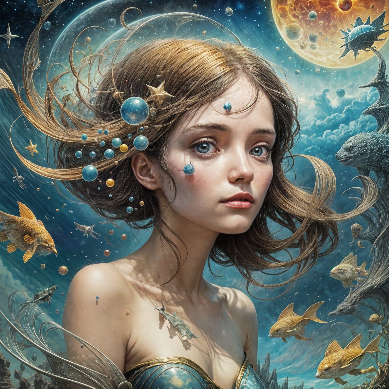 Stunning Hyperdetailed Cosmic Scene in Triadic Col... - AI Art