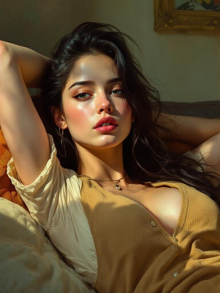 bare arms catch the day / warmth pools softly on her chest / silence strokes her hair