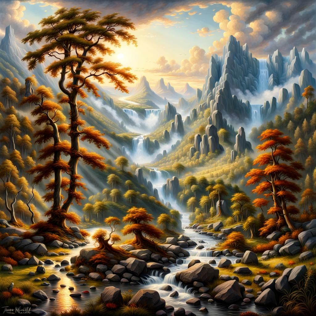 Heaven and hell Hyper-realistic Landscape Painting by Ivan Shishkin ...