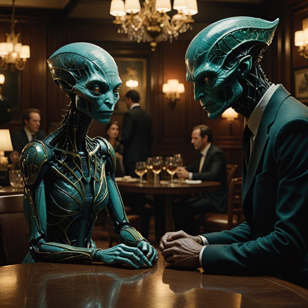 Two aliens on a date - Elegant Aliens on a Romantic Date in ...