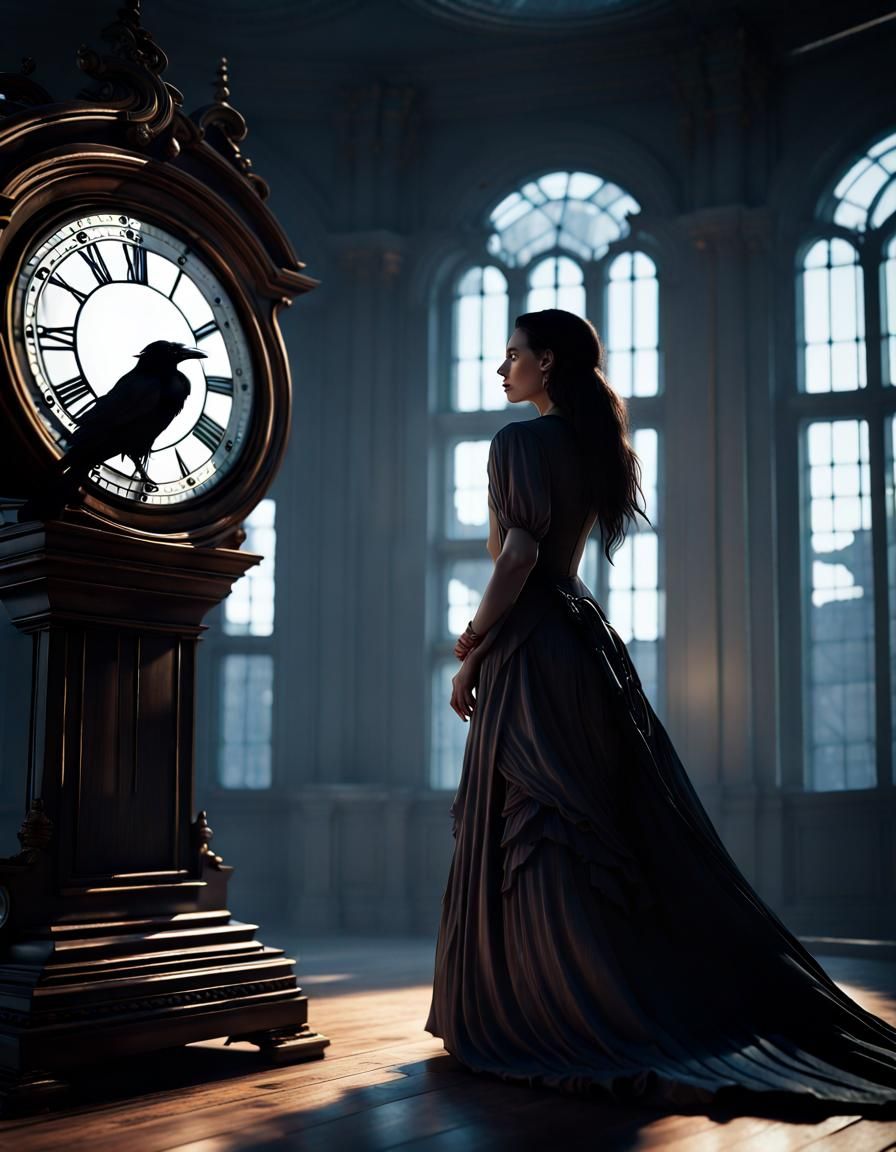 Lenore and the Raven - AI Generated Artwork - NightCafe Creator