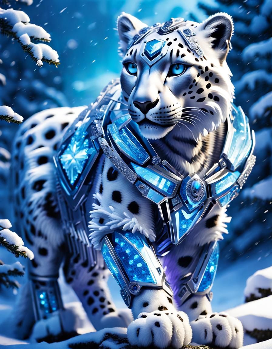 Cyber Snow Leopard - AI Generated Artwork - NightCafe Creator