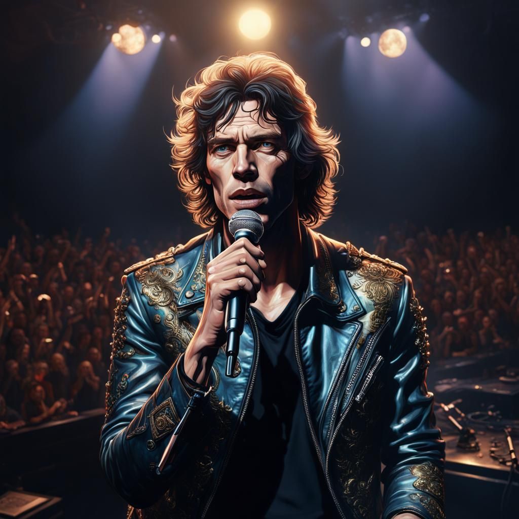 Mic Jagger on stage - AI Generated Artwork - NightCafe Creator