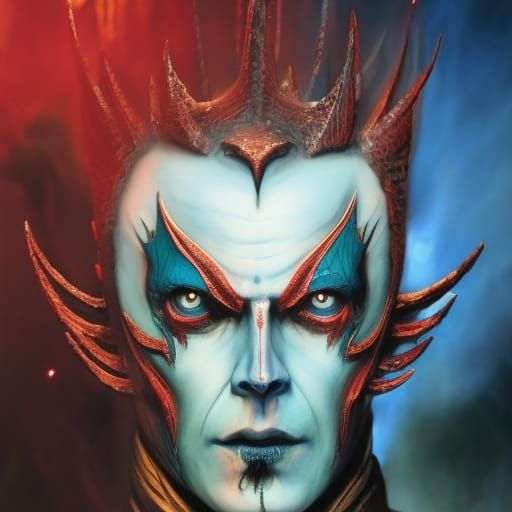 close-up of Frieza with an obsidian face, promethean_alien_deity ...