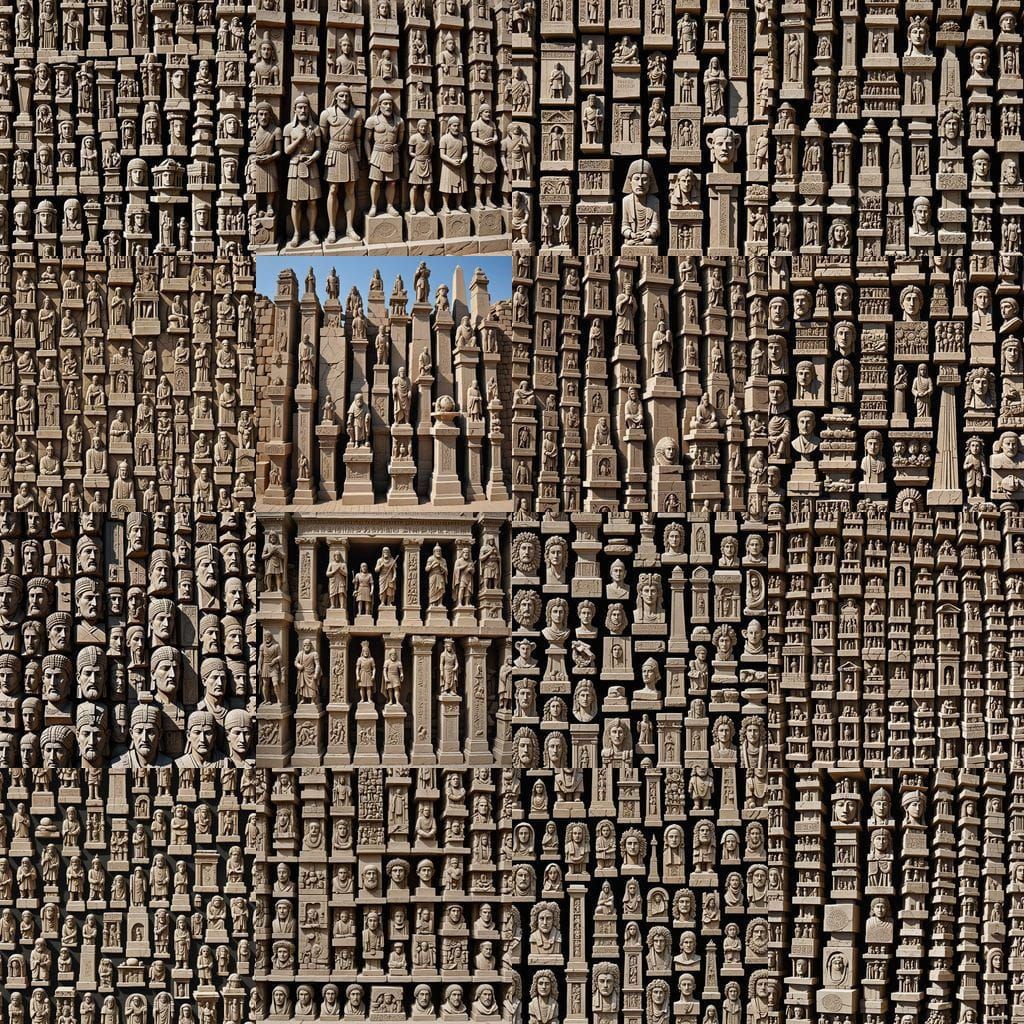 Sculptural Monuments in Exotic Stone and Clay - AI Art