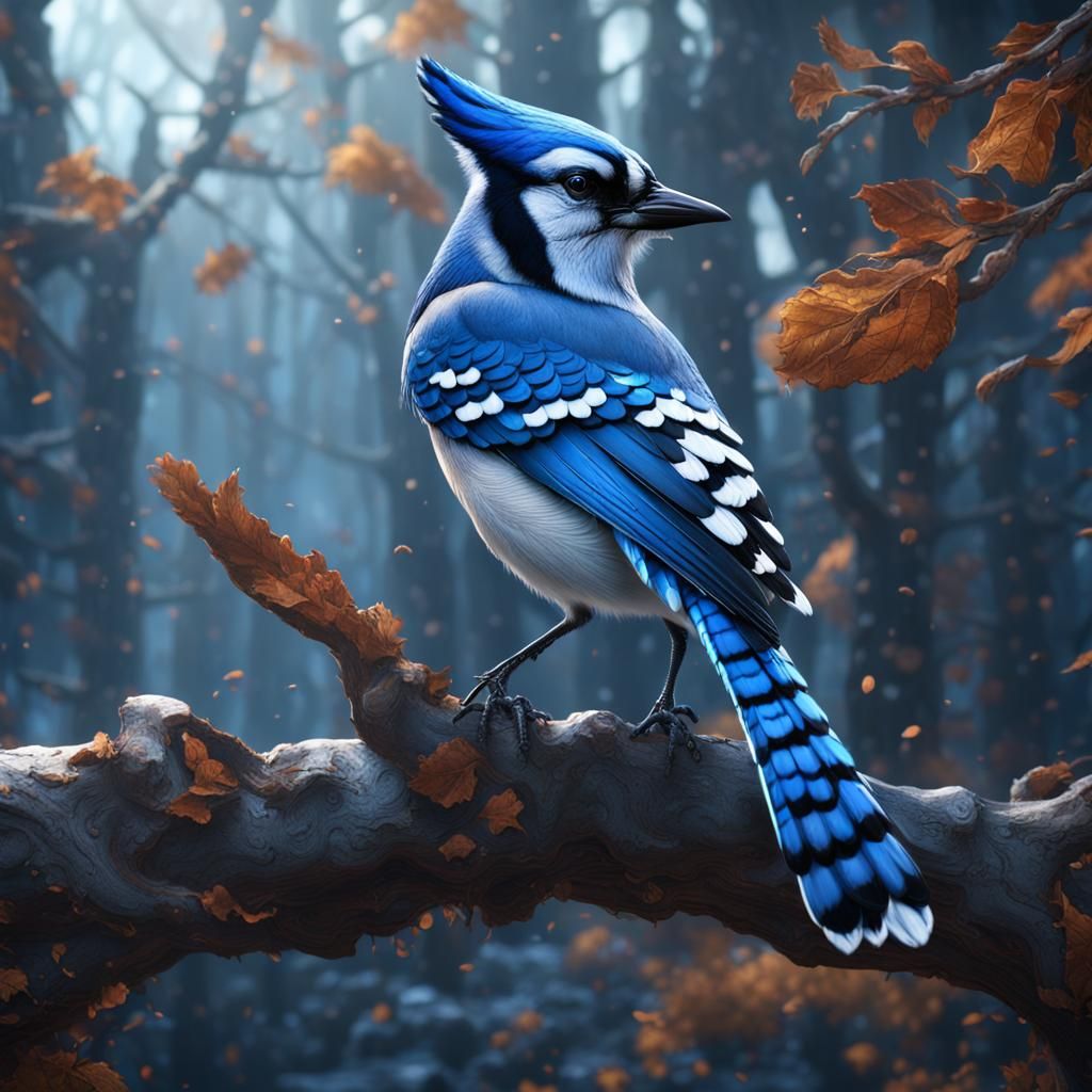 Beauty of a Blue Jay - AI Generated Artwork - NightCafe Creator