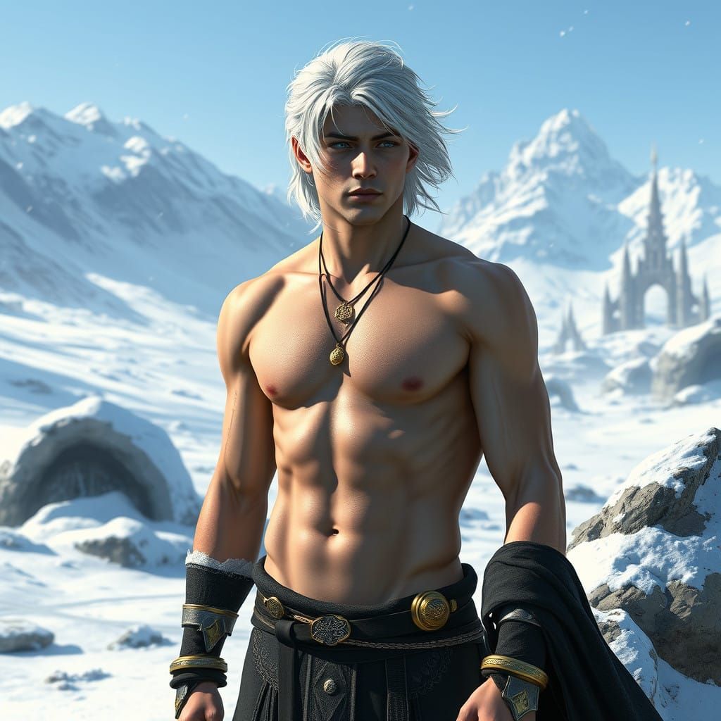 Snow Elf Spellsword Embarks on a Melancholic Journ... - AI Art