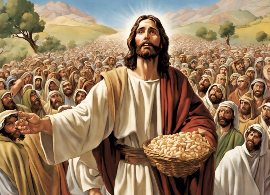 Jesus Feeding the Multitude - AI Generated Artwork - NightCafe Creator