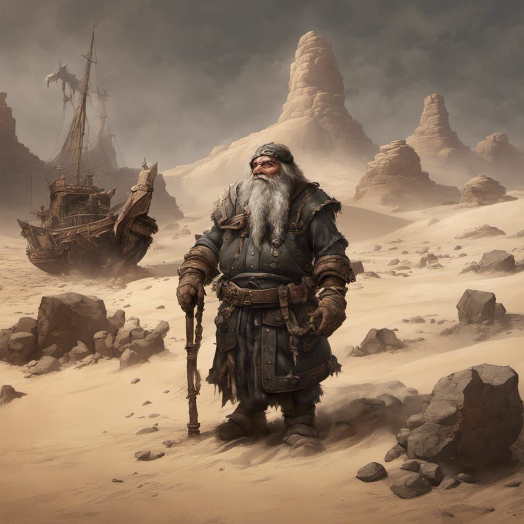 dwarf shipwright in desert - AI Generated Artwork - NightCafe Creator