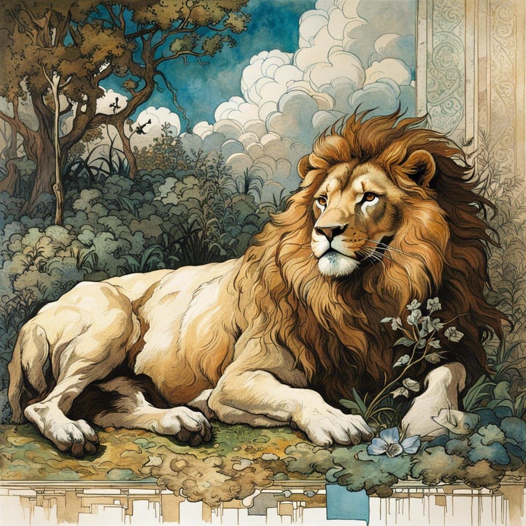 Lion & Lamb III - AI Generated Artwork - NightCafe Creator