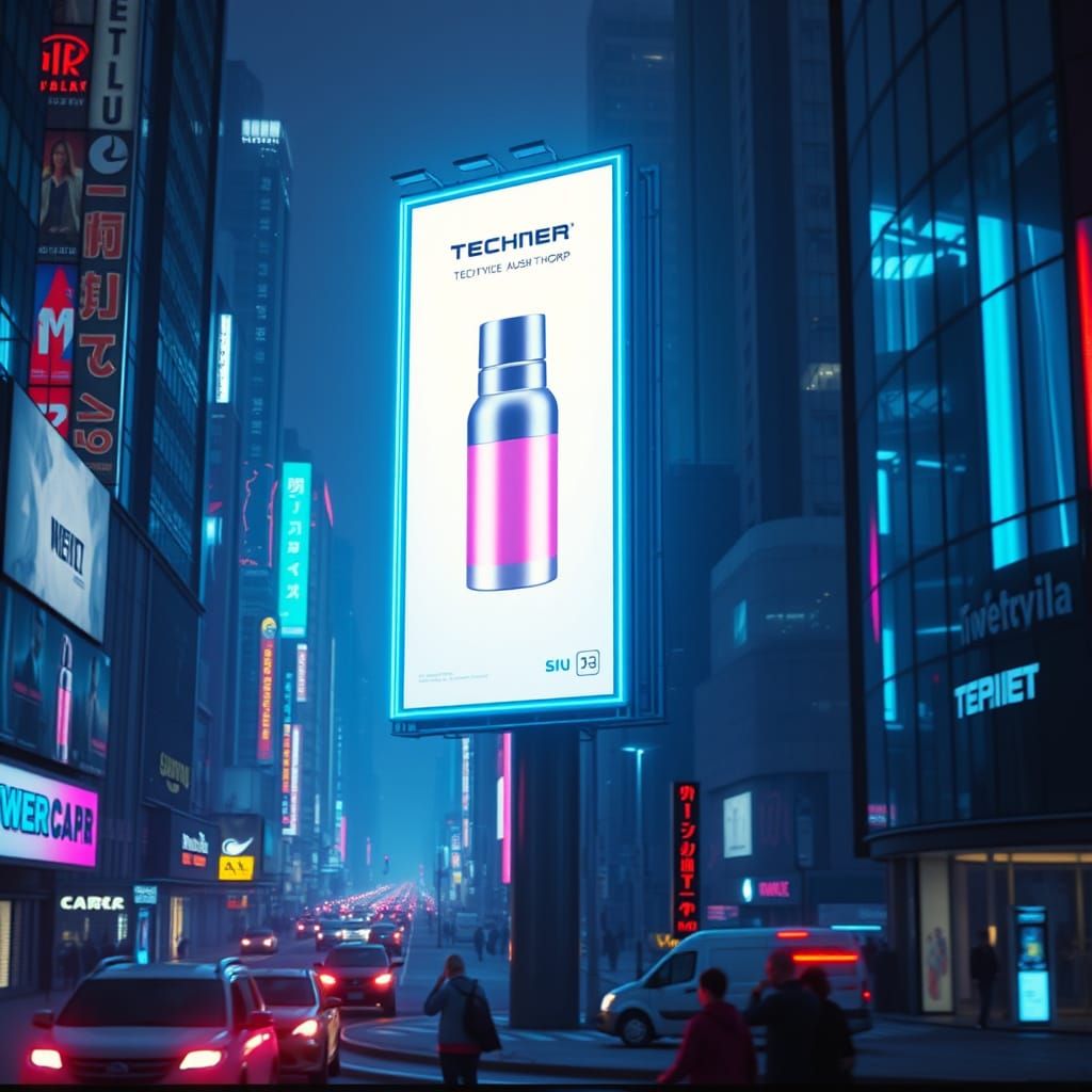 Futuristic Billboard Advertising Tech Product in C... - AI Art