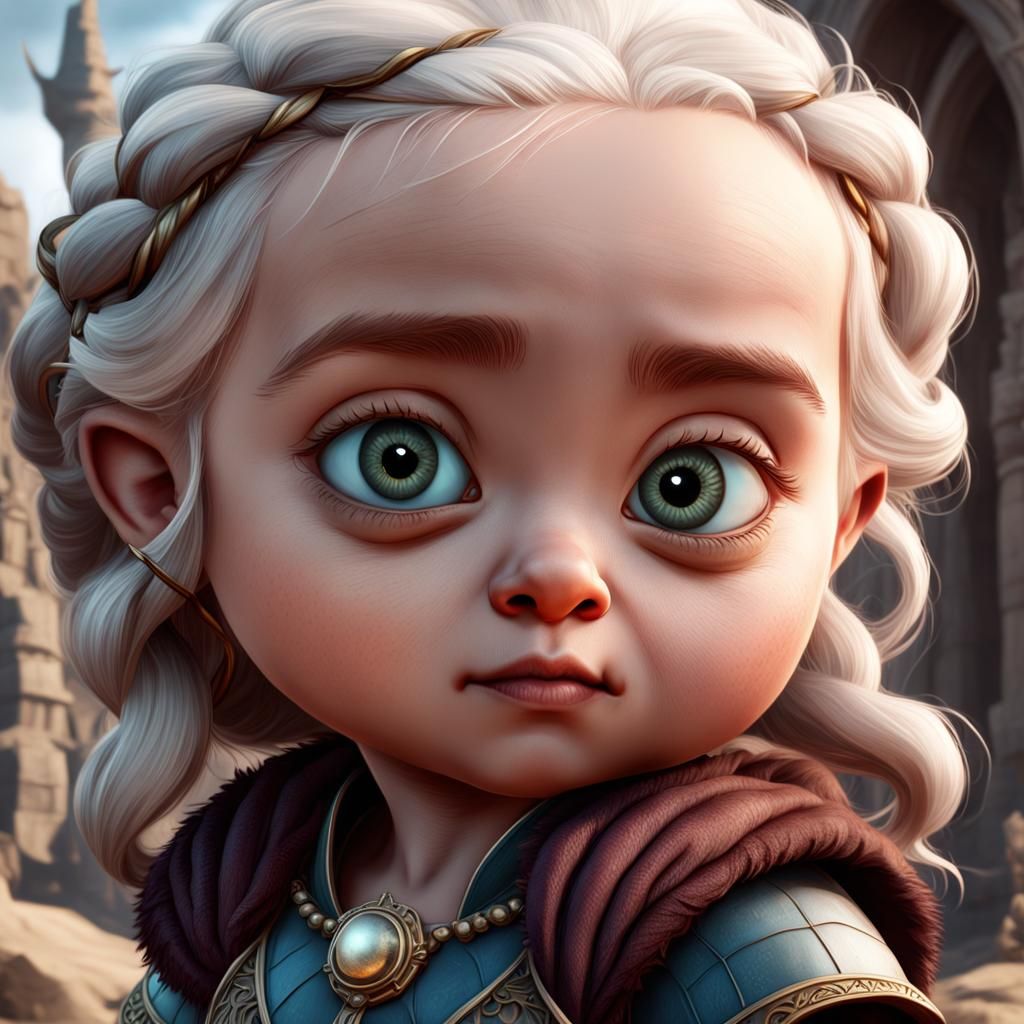 Daenerys Targaryen as a cute baby cartoon, big eyes - AI Generated ...