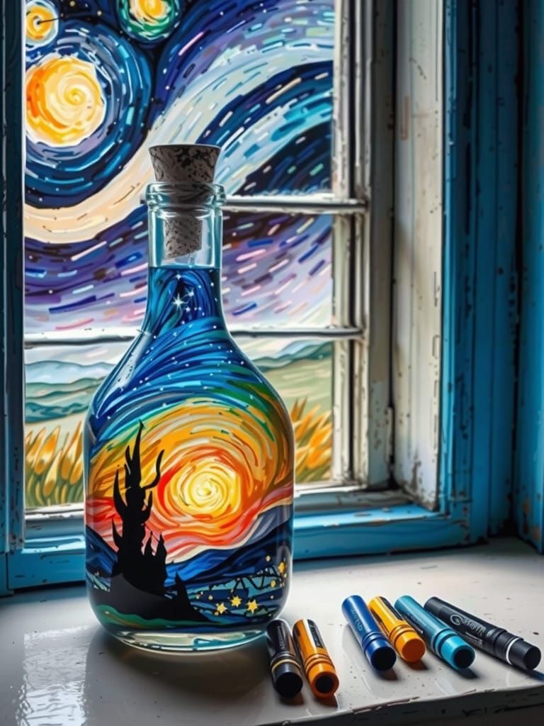 Photo realistic, hyper realistic. Starry Night painting by Van Gogh ...