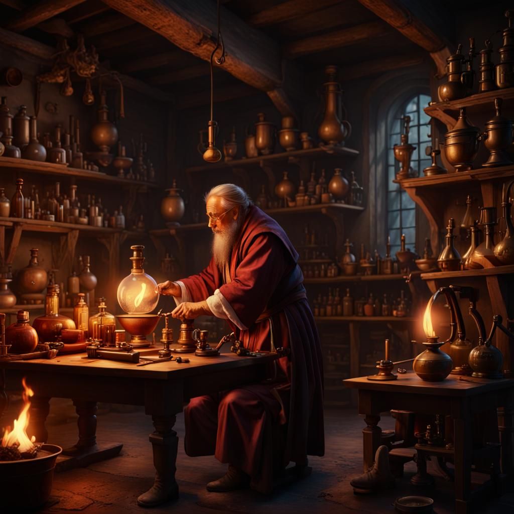 The old alchemist - AI Generated Artwork - NightCafe Creator