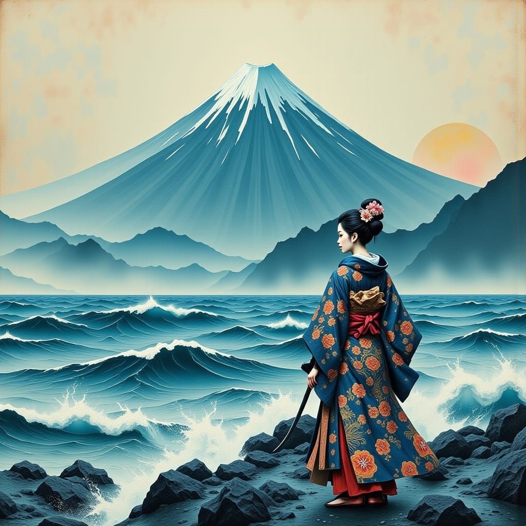 Ethereal Samurai and Geisha Amidst Misty Seascape ... - AI Art