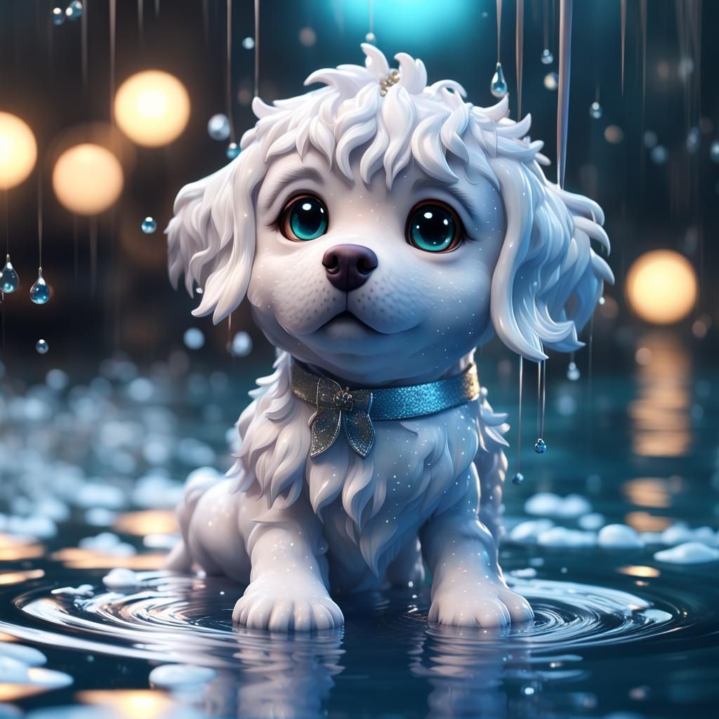 photorealistic adorable chibi doggo in the rain - AI Generated Artwork ...