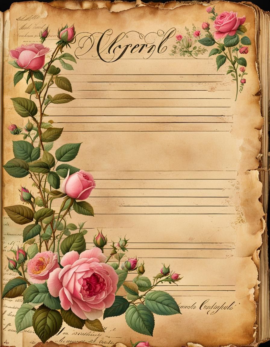 torn out old parchment journal page with writing lines for journaling ...