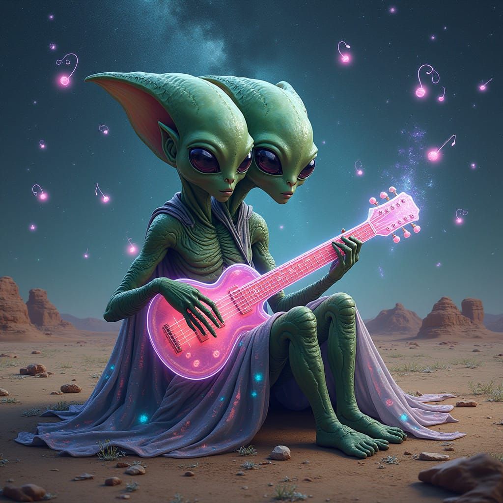 Regal Two-Headed Alien in Vibrant Cubist Art - AI Art