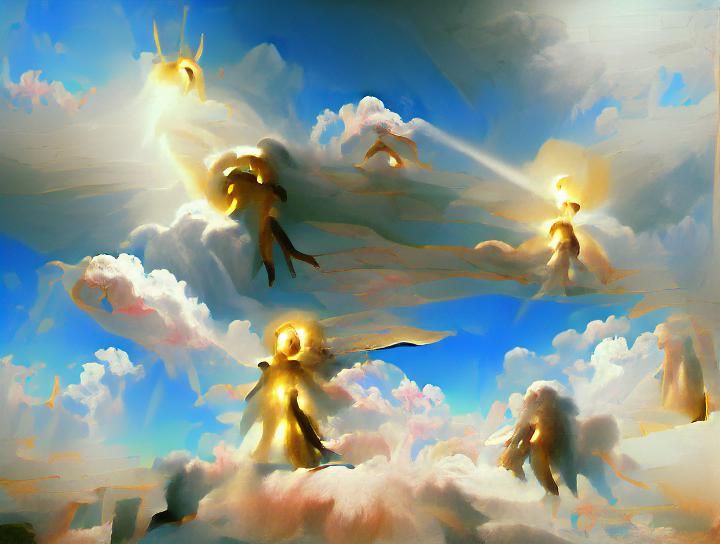 Angels coming down from heaven - AI Generated Artwork - NightCafe Creator