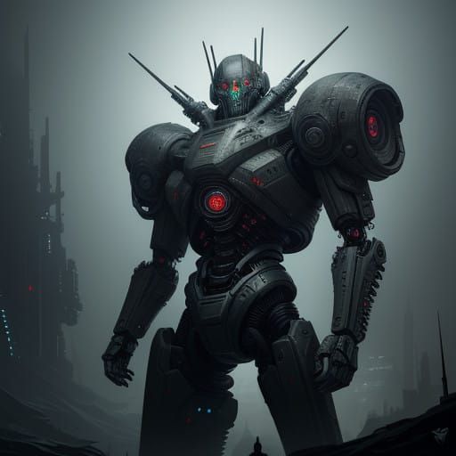 Alien Combat Machine - Biomechanical Battle Machine in a Dys...