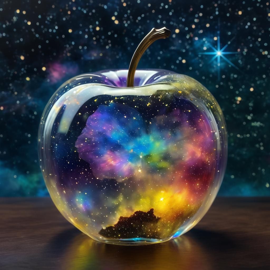 A glass apple with a multicolored nebula #2 - AI Generated Artwork ...